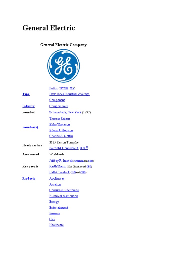 History and Founding of General Electric | PDF | General Electric | Nbc ...