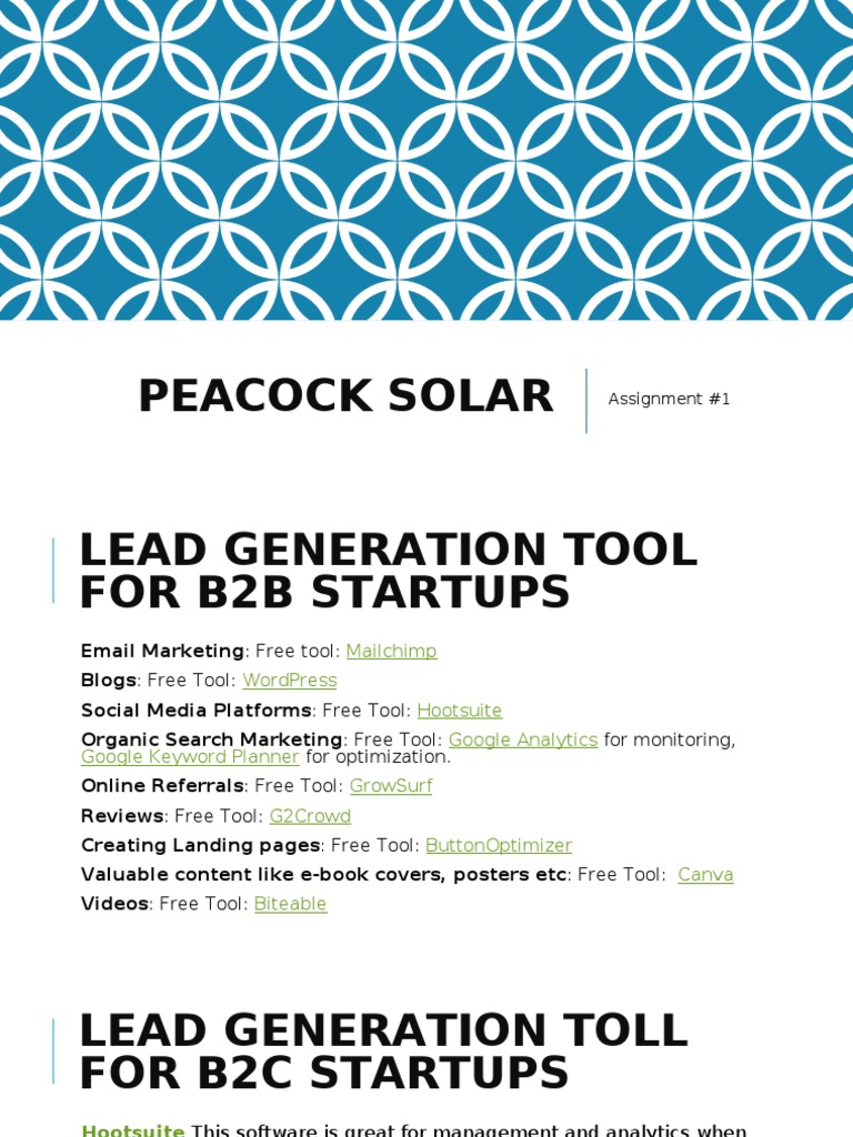 Peacock Solar: Assignment #1 | PDF | Search Engine Optimization | Analytics