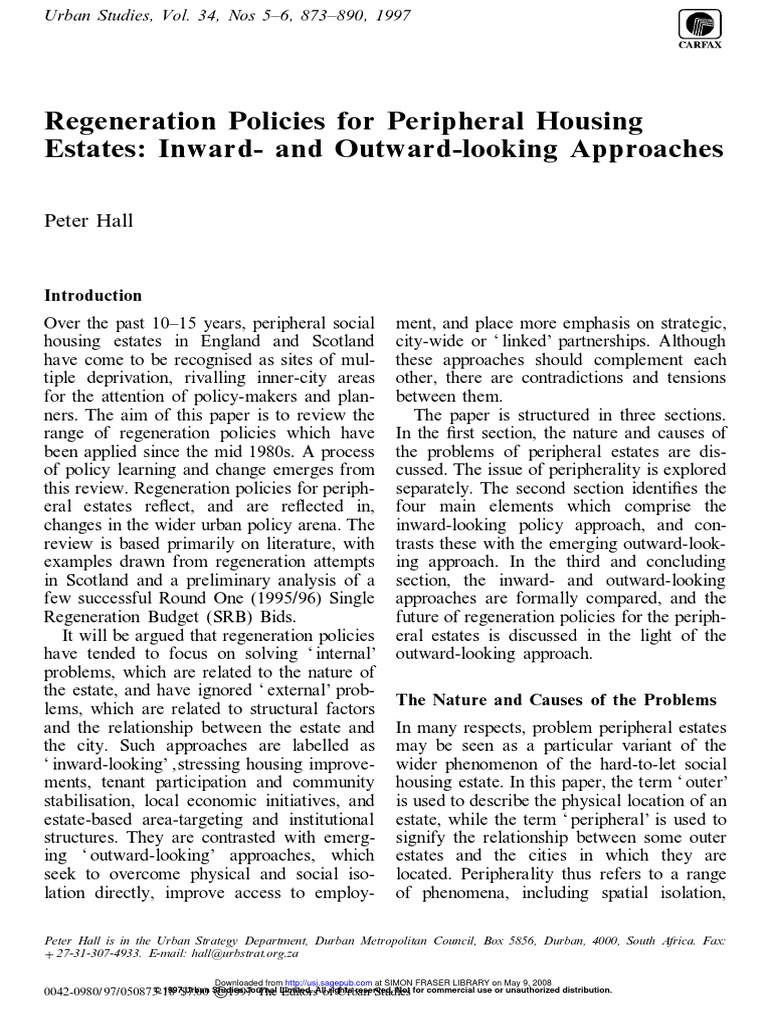 Regeneration Policies For Peripheral Housing Estates: Inward-And ...
