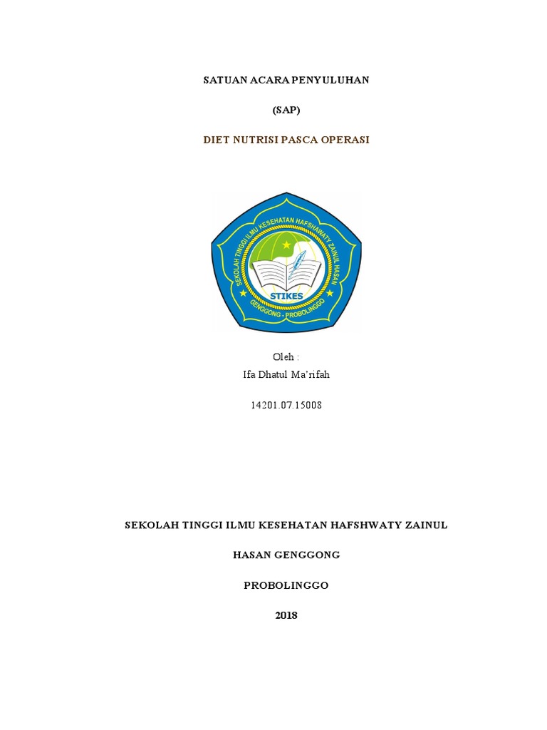 Satuan Acara Penyuluhan Nutrisi Post Op | PDF