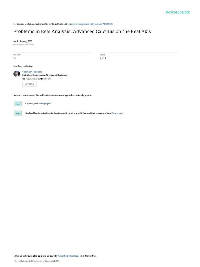 Problems in Real Analysis: Advanced Calculus On The Real Axis | Download Free PDF | Analysis ...