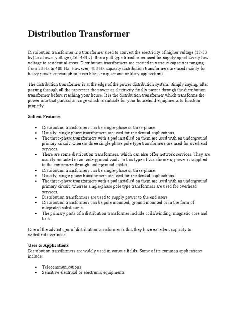 Distribution Transformer | PDF | Electric Power Distribution | Transformer