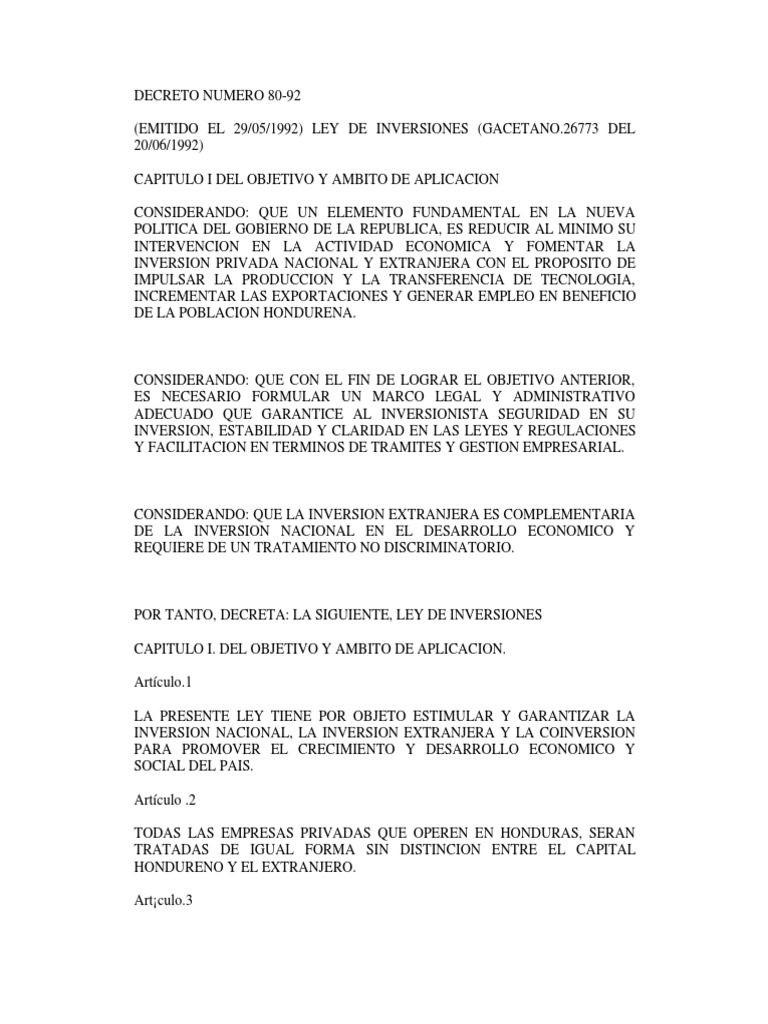 Inversiones en Honduras Leyes Centroamerica | PDF | Honduras | Bancos