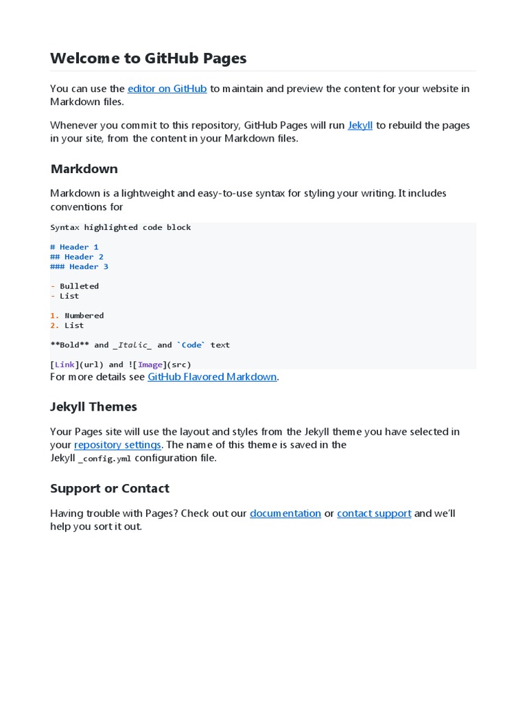 GitHub Pages: Markdown & Jekyll Guide | PDF