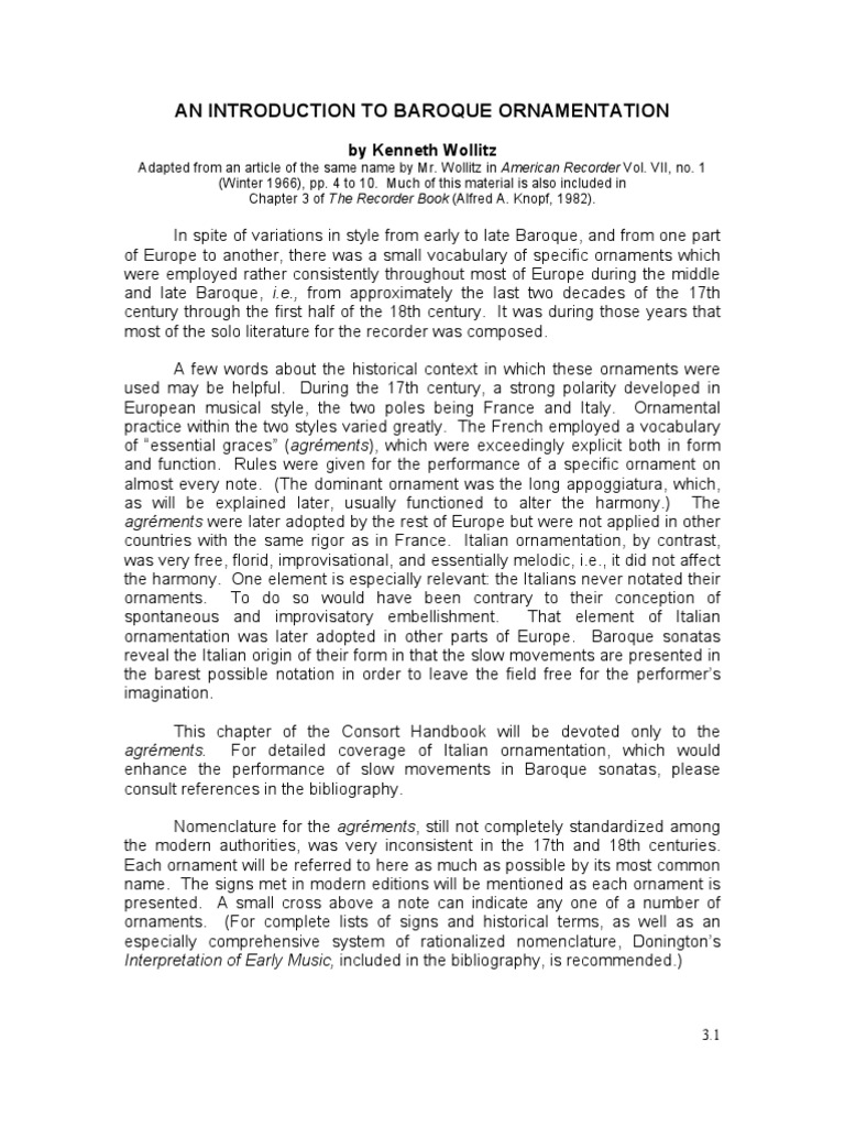 An Introduction To Baroque Ornamentation | PDF | Recorder (Musical ...