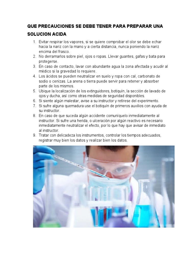 Precauciones para Soluciones Ácidas | PDF