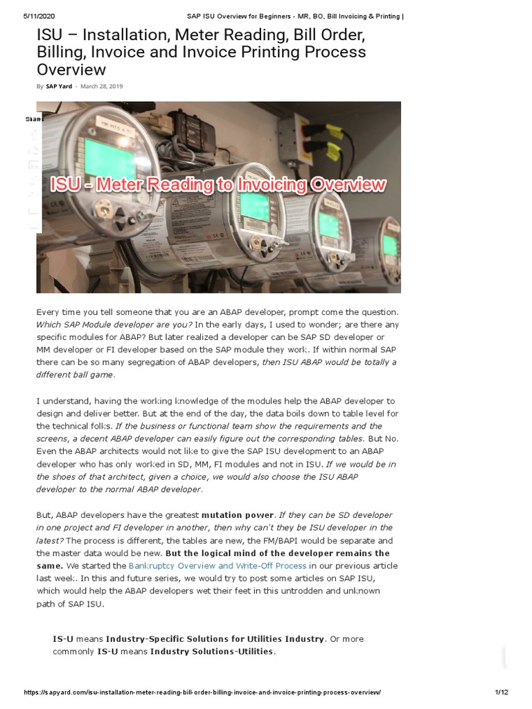 ISU - Installation, Meter Reading, Bill Order, Billing, Invoice and ...