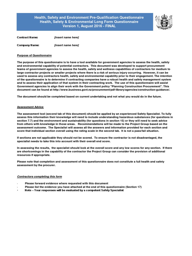 Public Sector Rebuild Health and Safety Contractor Pre Qualification ...