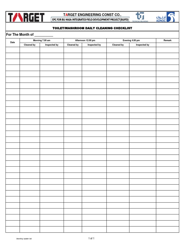 Toilet Check List Updated | PDF