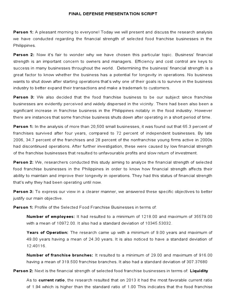 Final Defense Script | PDF | Equity (Finance) | Debt