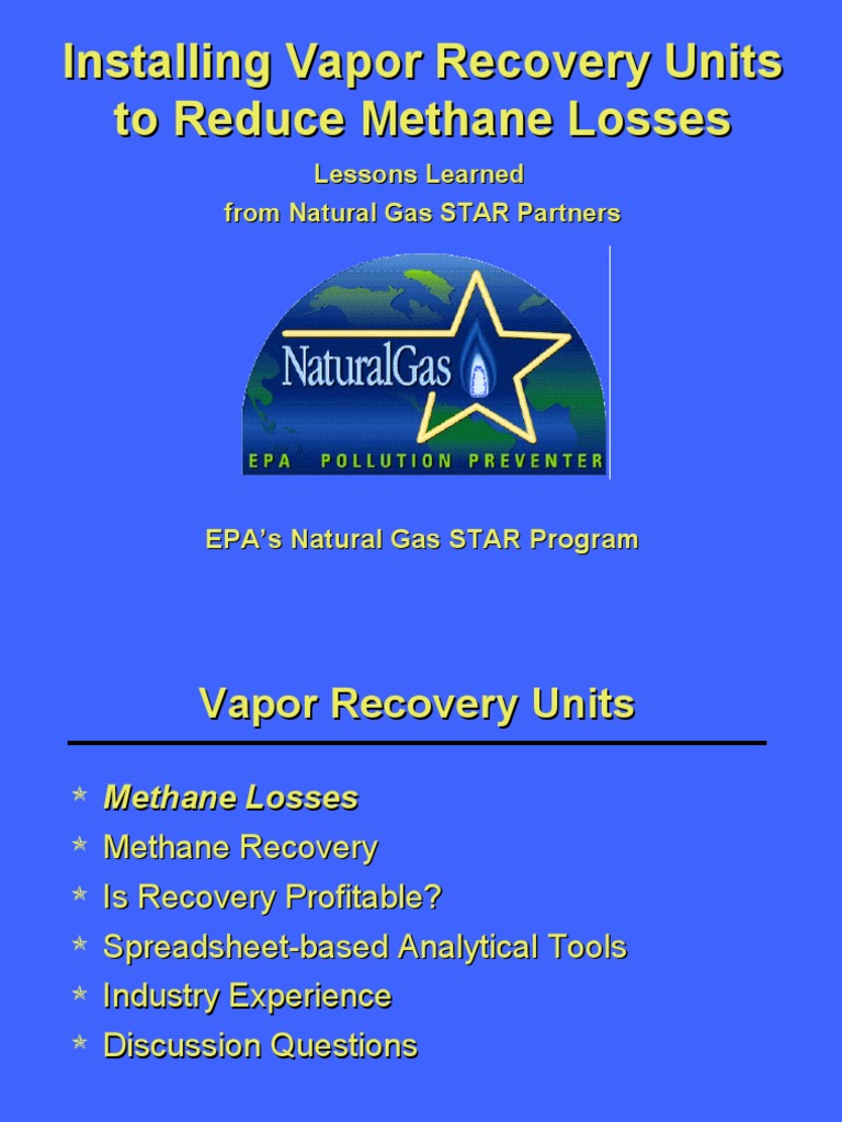 Installing Vapor Recovery Units To Reduce Methane Losses | PDF ...