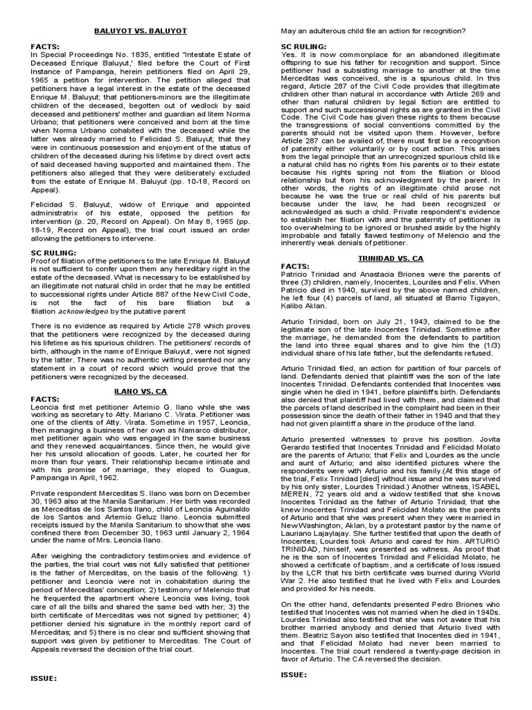 Baluyot vs. Baluyot Facts: SC Ruling | PDF | Legitimacy (Family Law ...