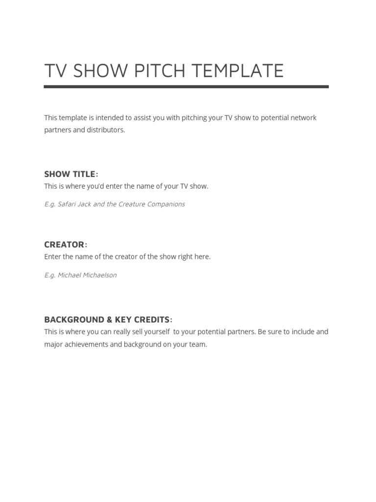 TV Show Pitch - StudioBinder | PDF