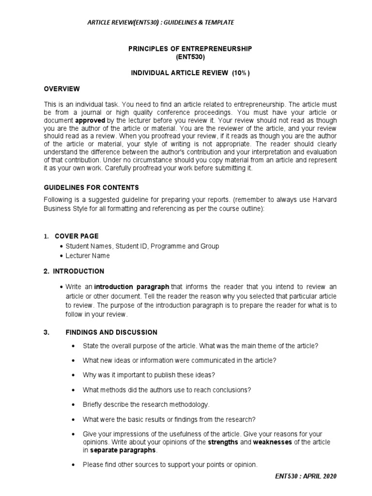 Article Review Guideline | PDF | Proofreading | Paragraph Article Review Guideline | PDF | Proofreading | Paragraph