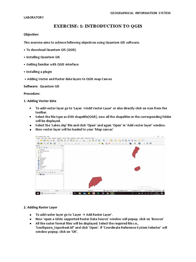 Exercise: 1: Introduction To Qgis: Objective | PDF | Geographic ...