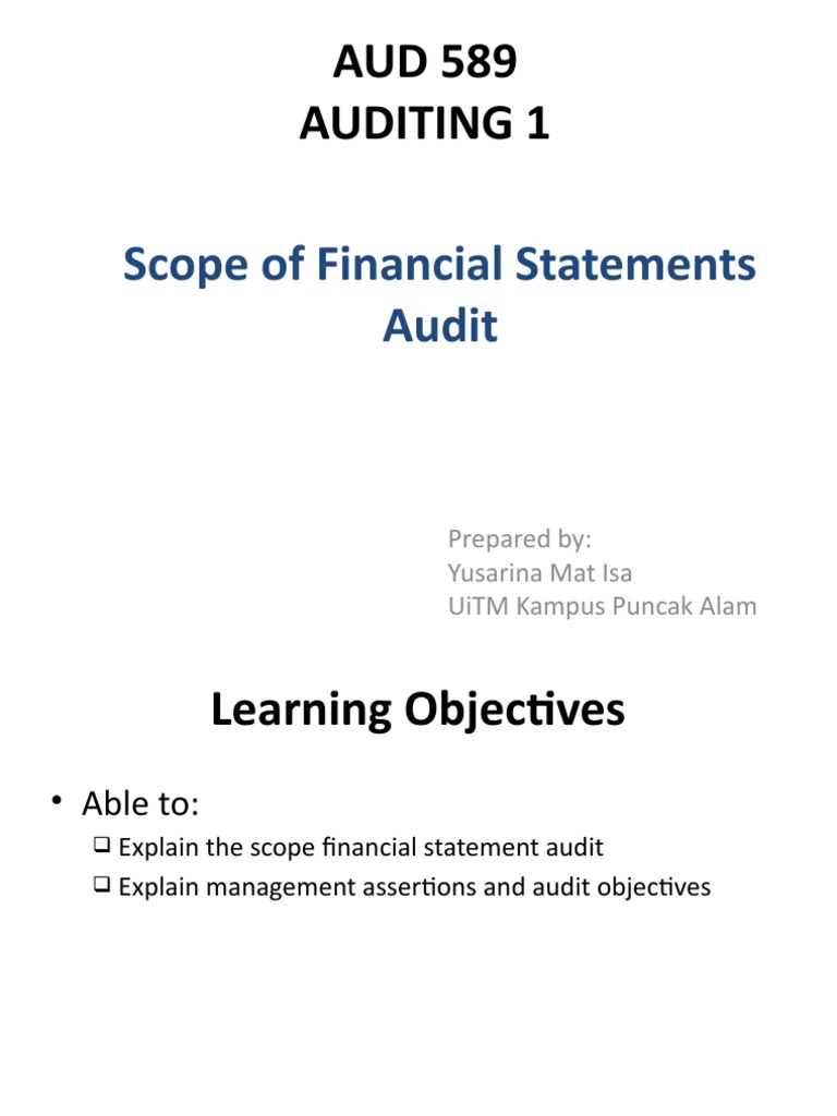 TOPIC 3a - Scope of Financial Statements Audit | PDF | Audit | Balance ...
