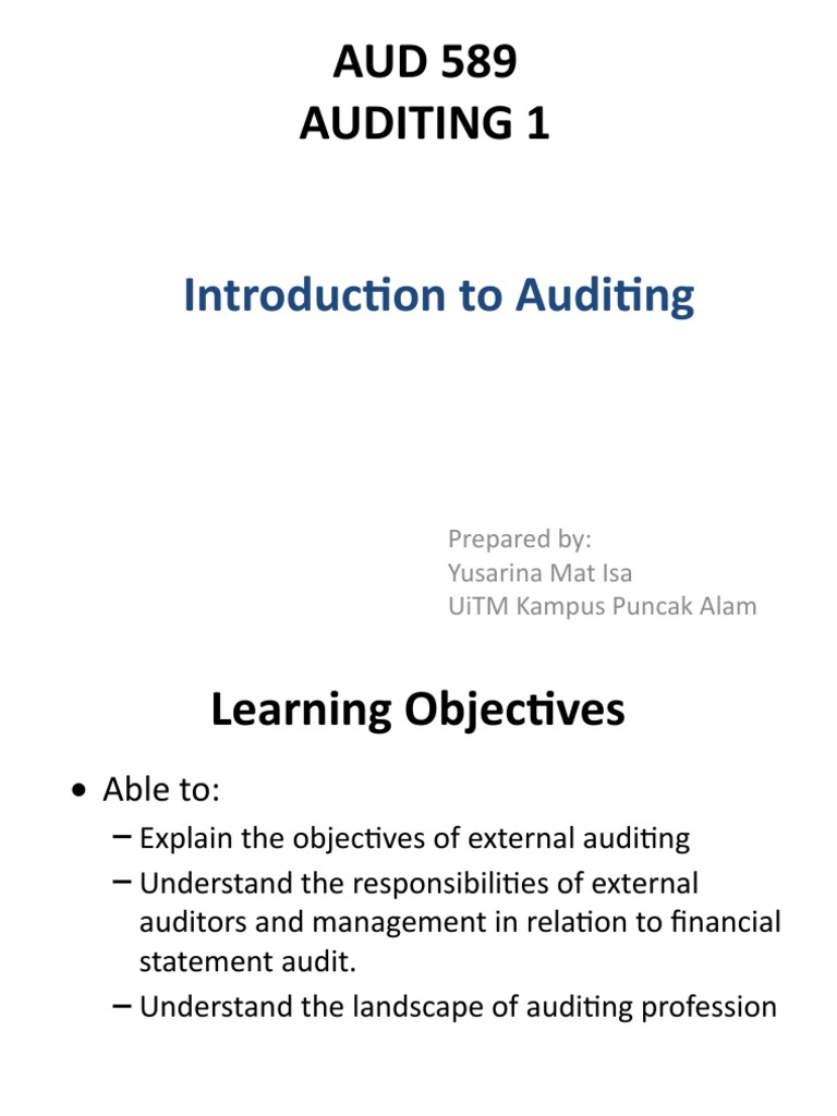 TOPIC 1 - Introduction To Auditing | PDF | Financial Audit | Audit