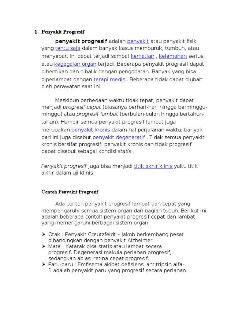 Contoh Penyakit Progresif | PDF