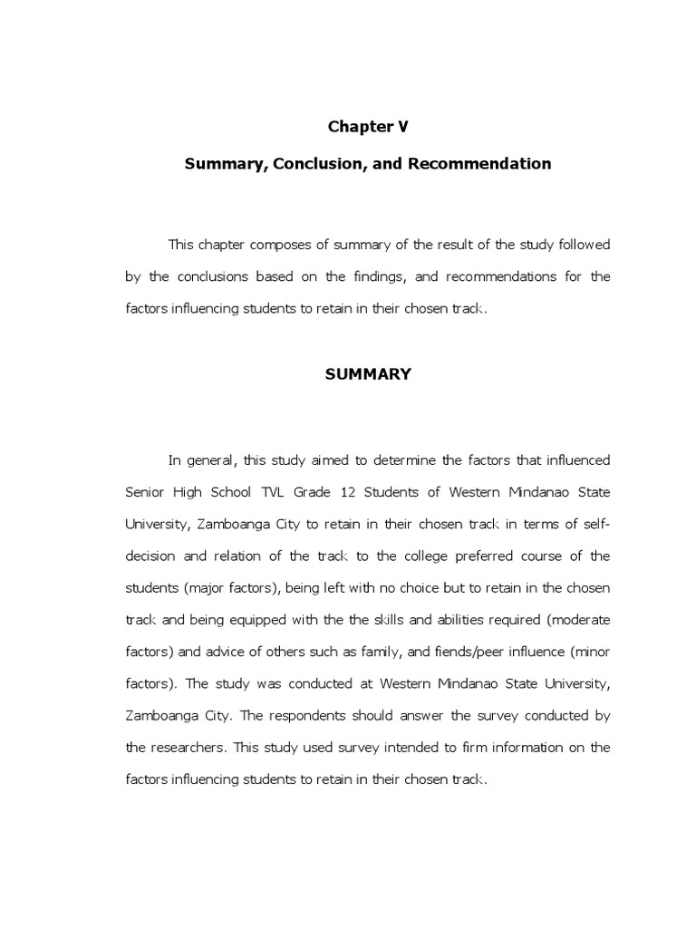 Summary, Conclusion, and Recommendation | PDF | Psychological Concepts | Cognition