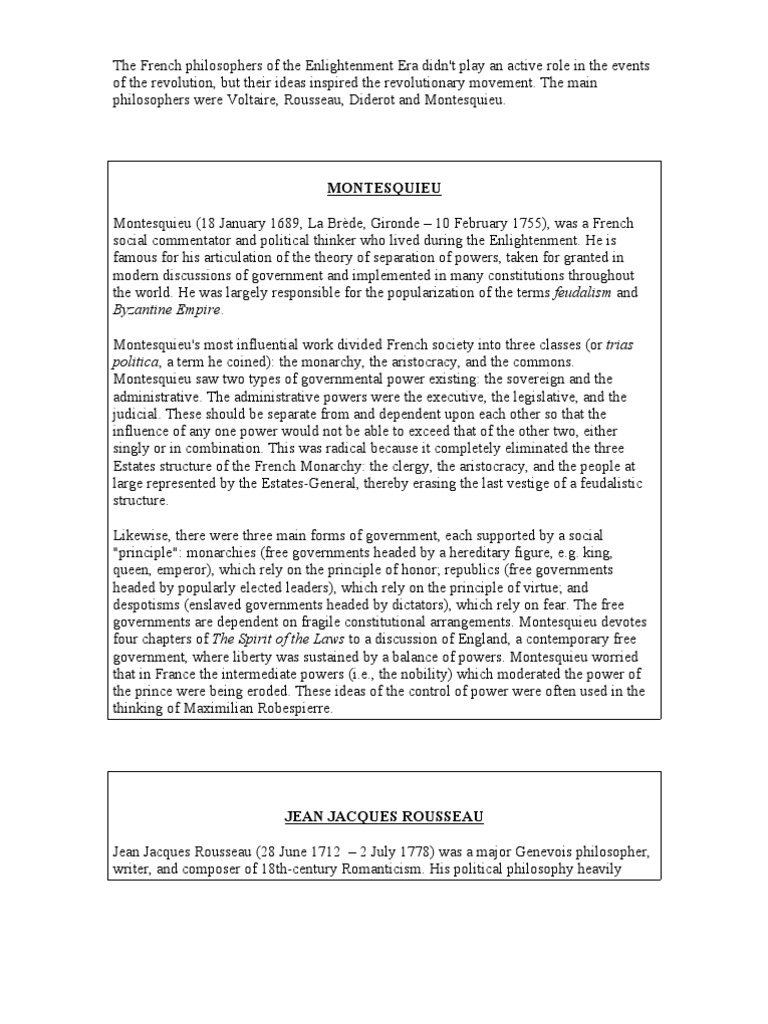 French Philosophers | PDF | Montesquieu | Jean Jacques Rousseau