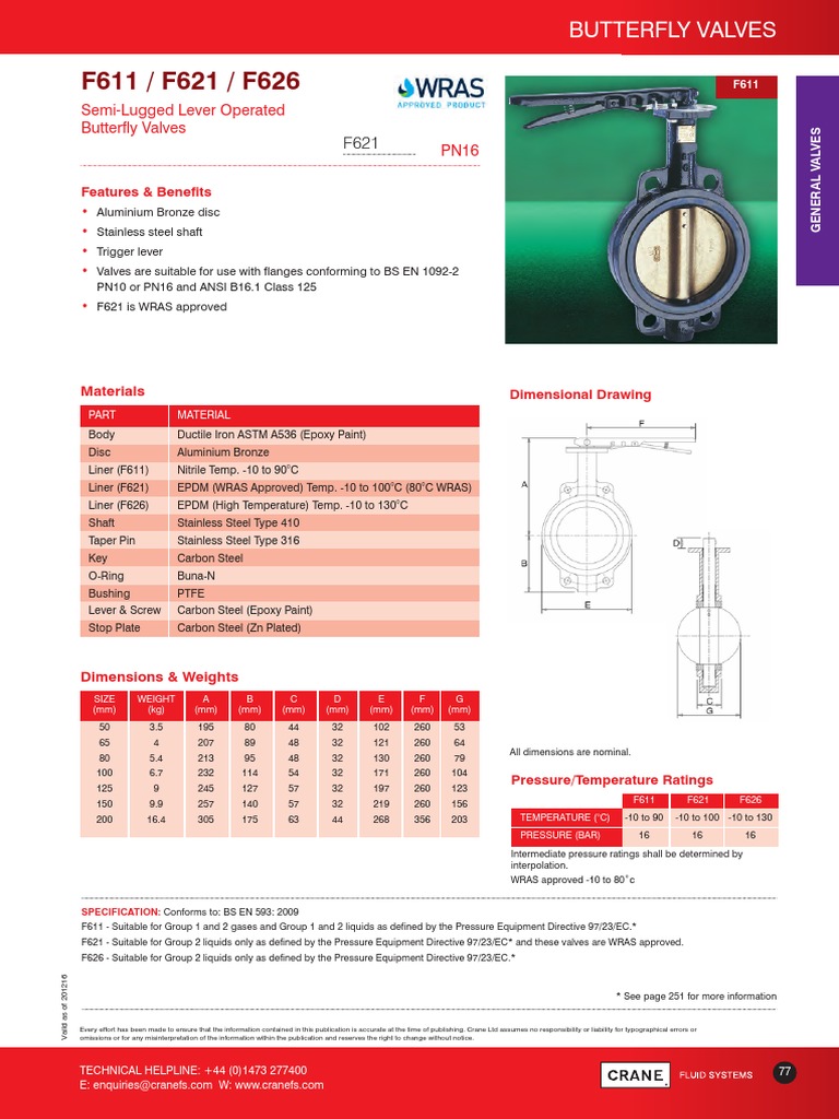 Fig F611 F621 F626 Butterfly CraneFS DS 1702 P77 PDF | PDF | Steel | Valve