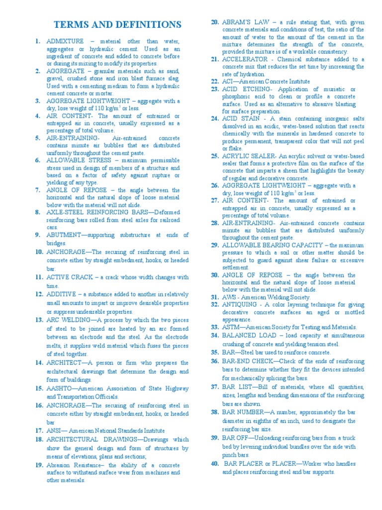 Concrete Foundation Terminology Guide | PDF | Concrete | Beam (Structure)