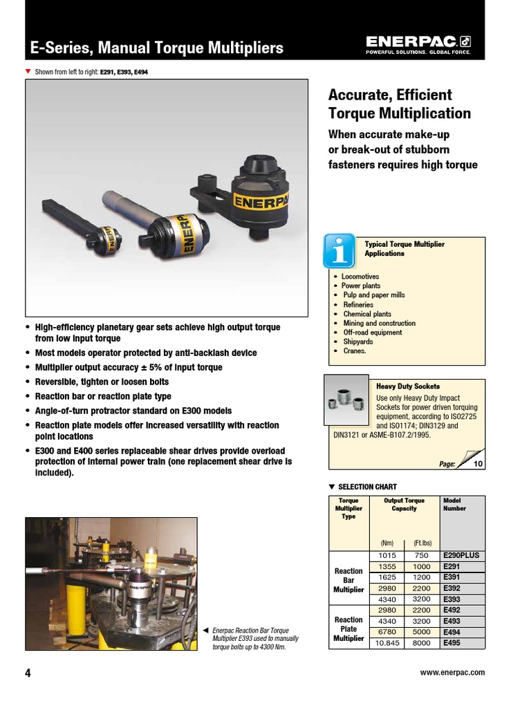 E-Series, Manual Torque Multipliers: Accurate, Efficient Torque ...