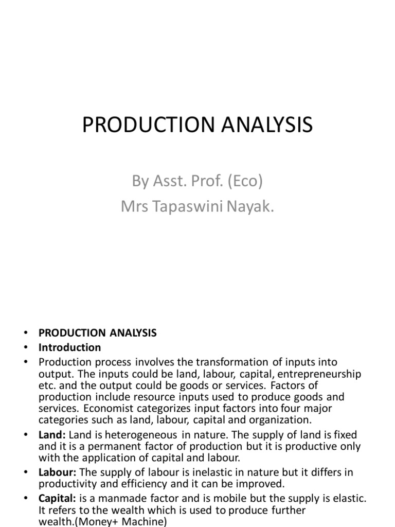 Production and Cost Analysis | PDF | Production Function | Labour Economics