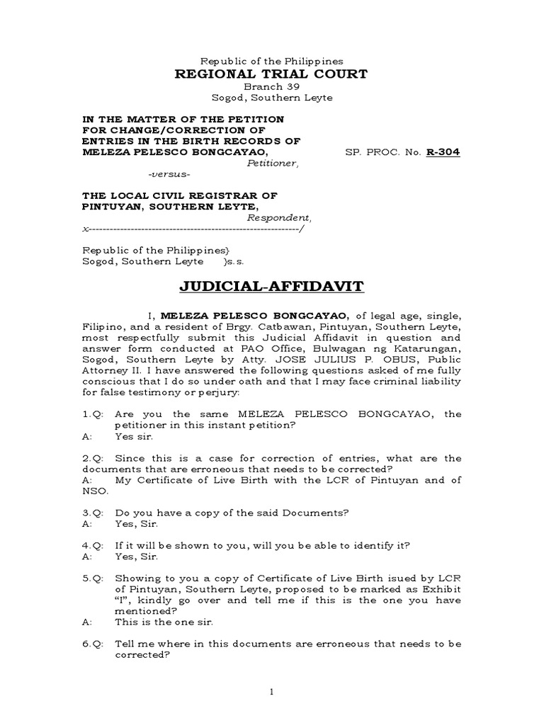 Judicial Affidavit SPEC PRO | PDF | Perjury | Government