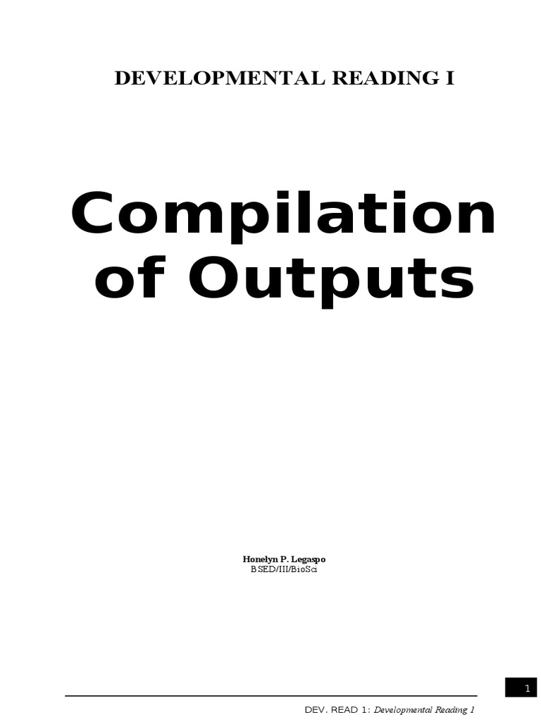 Compilation of Outputs: Developmental Reading I | PDF | Fairy Tales | Hero