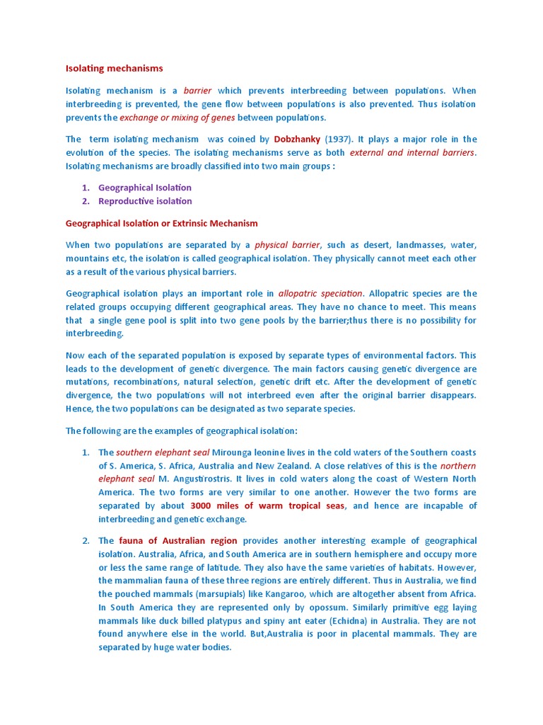 Isolating Mechanisms 1 | PDF | Hybrid (Biology) | Evolution