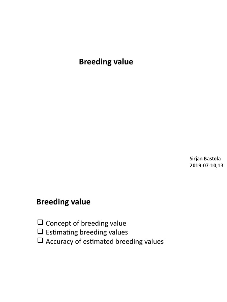 Lecture 6 (Breeding Values) | PDF | Genotype | Plant Breeding