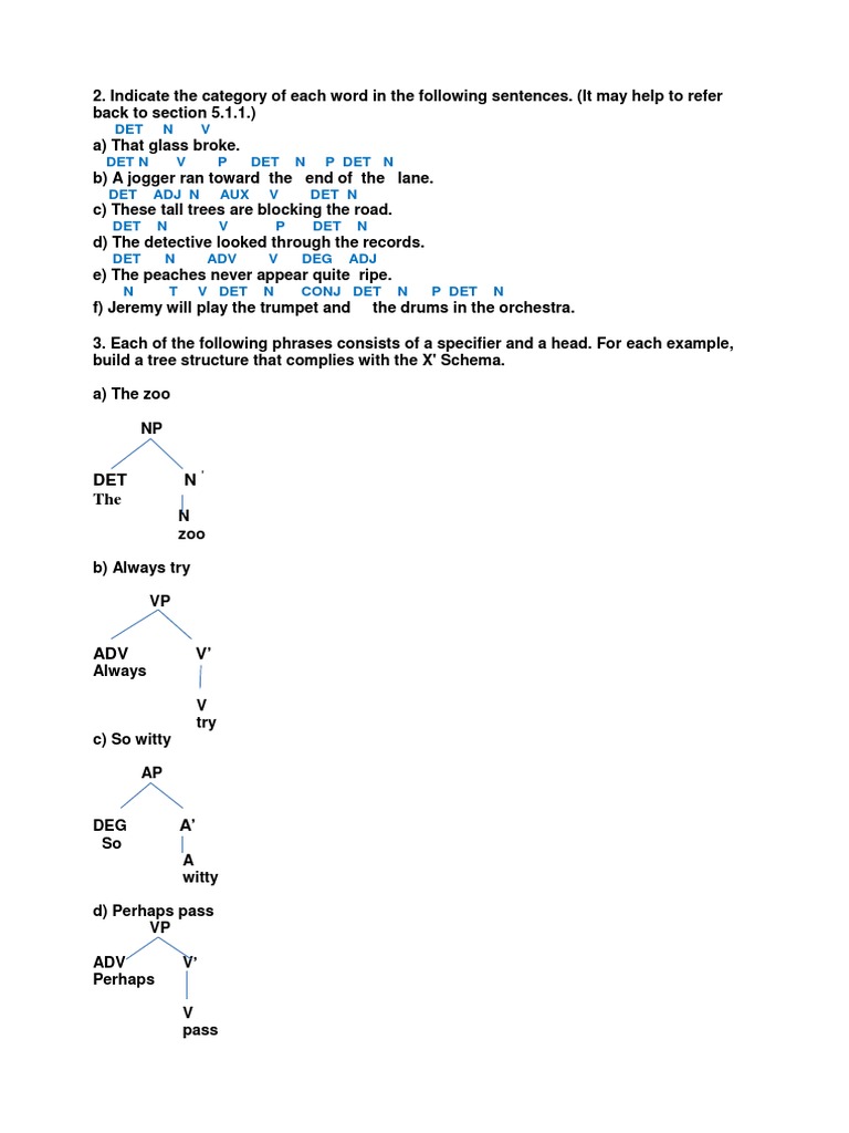 Exercise On Ch5 Syntax Q2-6 PDF | PDF | Phrase | Language Mechanics