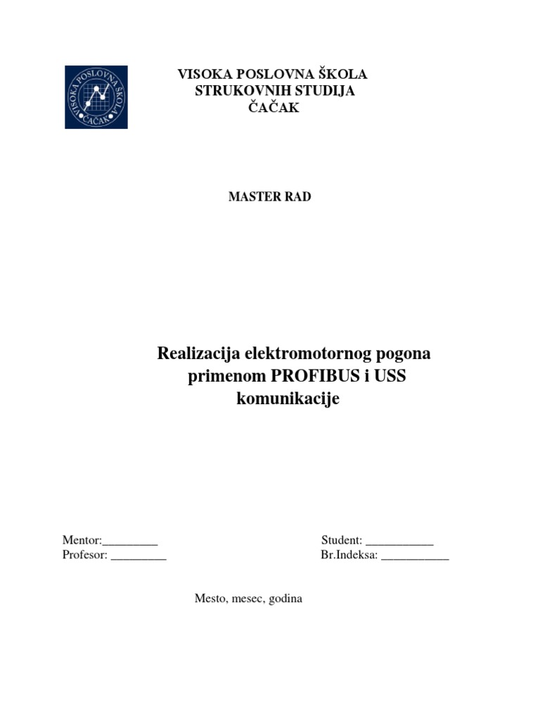 Master Rad - Realizacija Elektromotornog Pogona Primenom PROFIBUS I USS ...