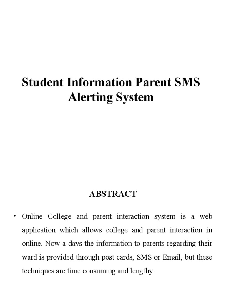 Student Information Parent SMS Alerting System | PDF