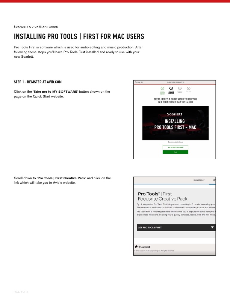 Installing Pro Tools - First For Mac Users: Scarlett Quick Start Guide | PDF | Installation ...