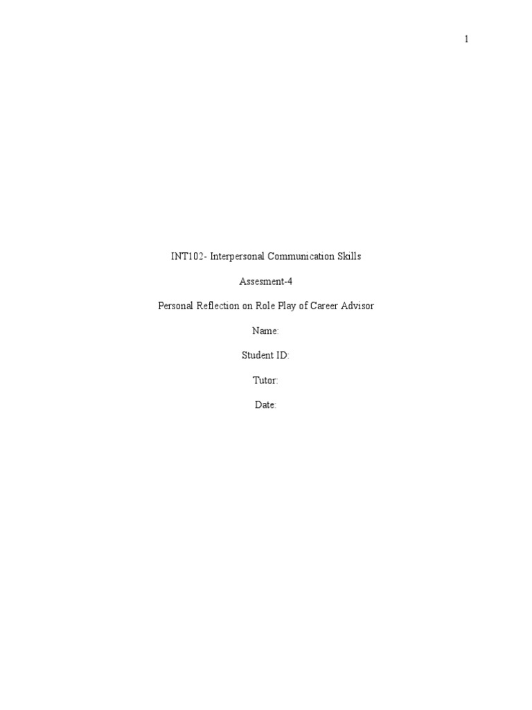 Role Play Reflection and Analysis Paper | PDF | Cognitive Science ...