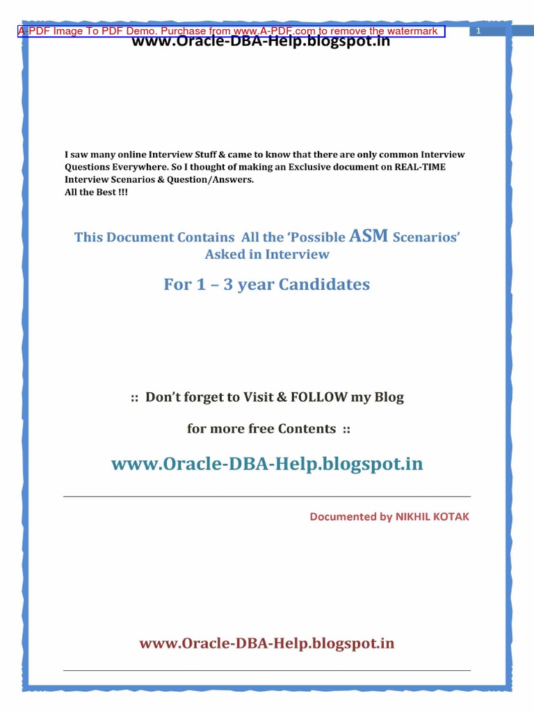 Asm Interview Scenarios Oracle - Dba - Help Blog | PDF