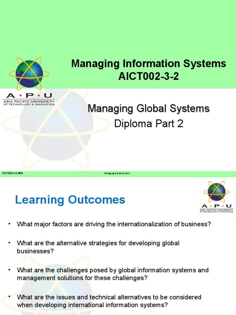 Managing Global Systems | PDF | Information System | Multinational ...