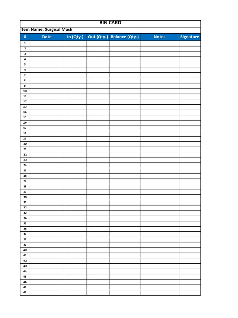 Bin Card | PDF