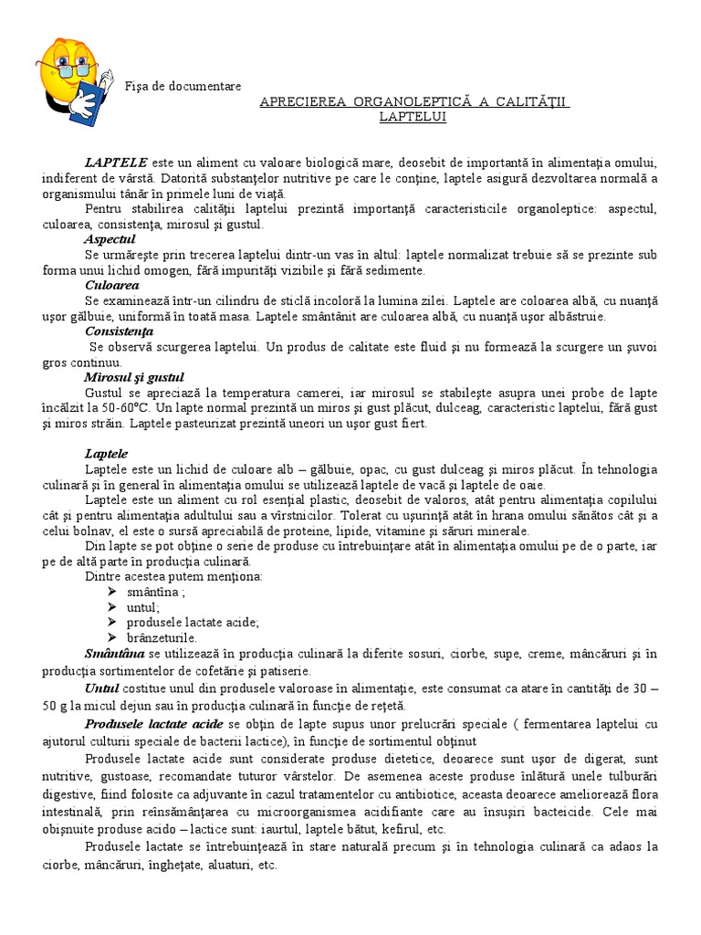 Fişa de Documentare Lapte | PDF
