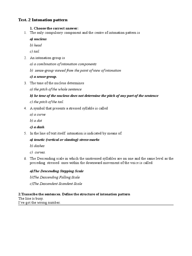 Test 2 Intonation Pattern 2020 | PDF | Language Arts & Discipline ...