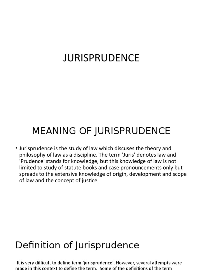 Understanding Jurisprudence: Definitions & Concepts | PDF ...
