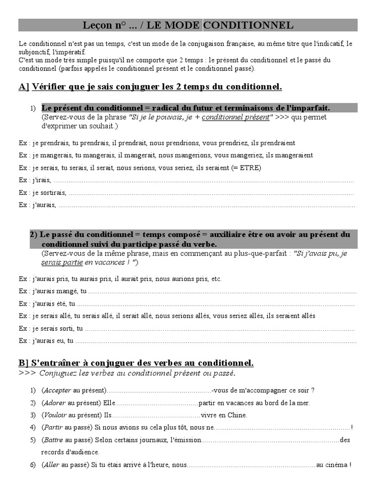 Comprendre le mode conditionnel | PDF | Temps (grammaire) | Conjugaison