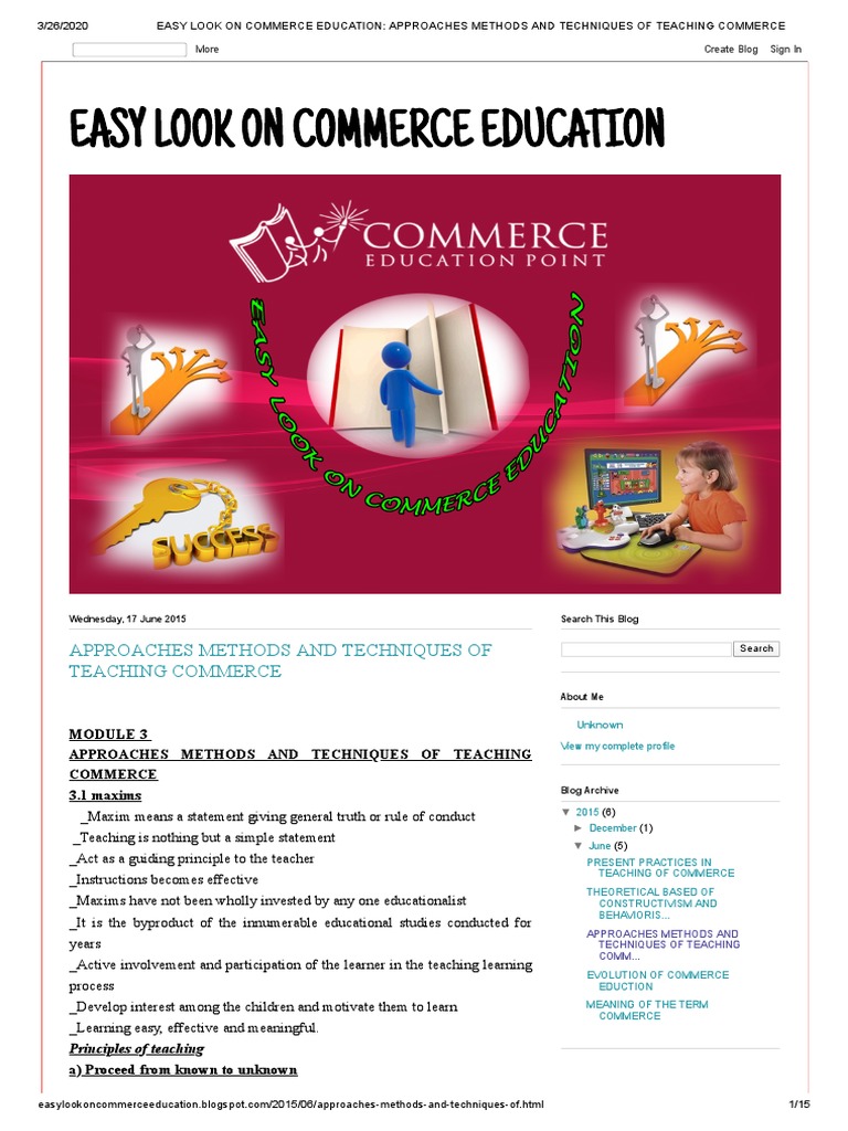 Commerce Education - Approaches Methods and Techniques of Teaching ...
