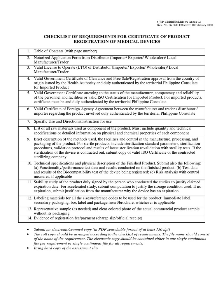 2020-Checklist Requirements CPR | PDF | Specification (Technical ...