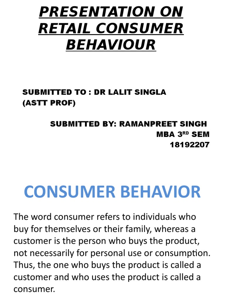 Retail Consumer Behaviour | PDF | Social Science | Lifestyle