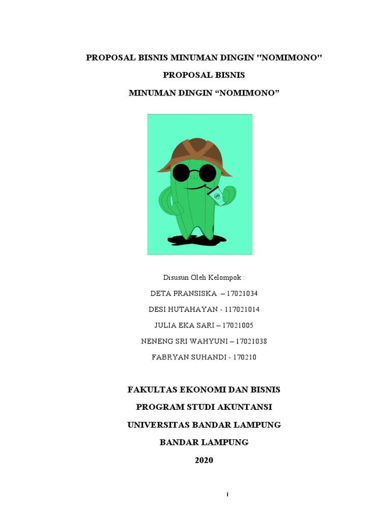 Proposal Bisnis Minuman Dingin Nomimono | PDF | Memasak, Makanan, & Anggur