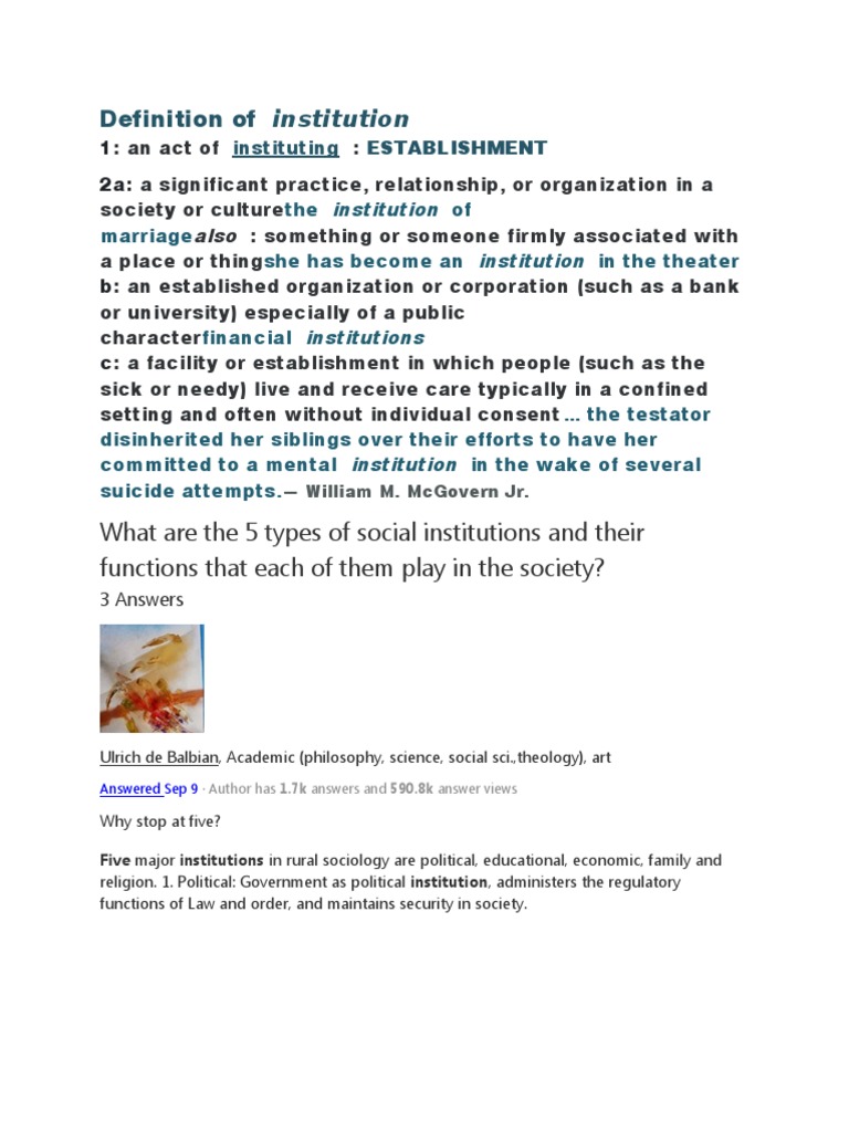 Definition of Institution | PDF