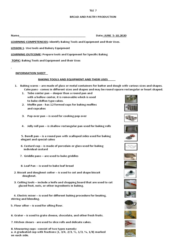 Tle Info Sheet1 2 | PDF | Cakes | Muffin